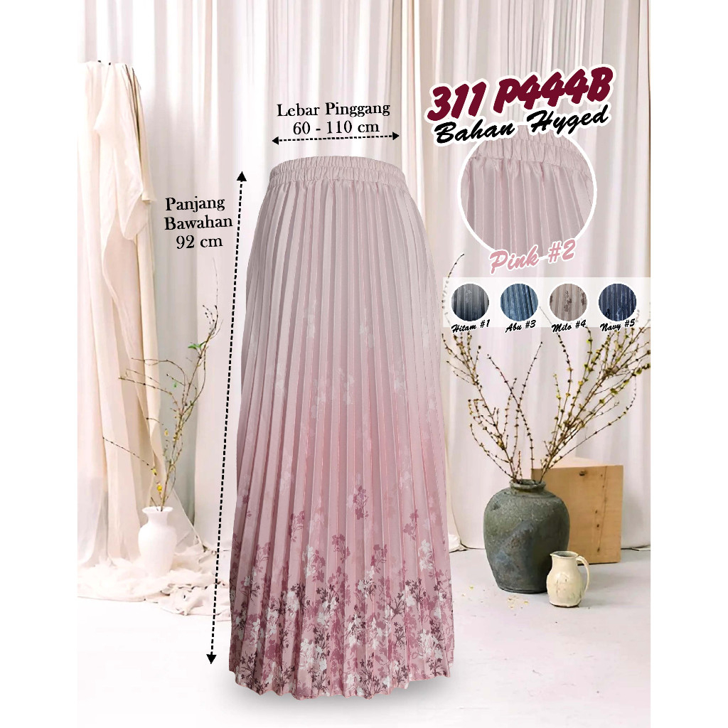 Jual ROK PLISKET HYGET PAYUNG GRADASI TWO TONE MOTIF BUNGA CANTIK 311 - P444B | Shopee Indonesia