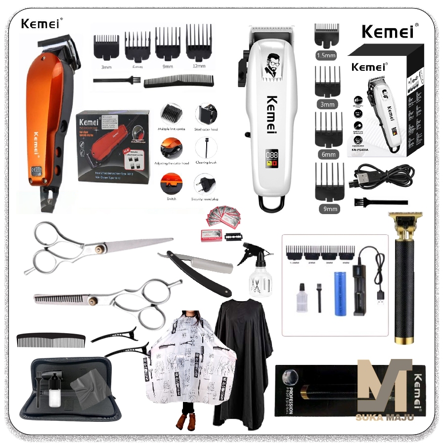 Jual Paket Lengkap Full Set Mesin Alat Cukur Rambut Elektrik KEMEI ...