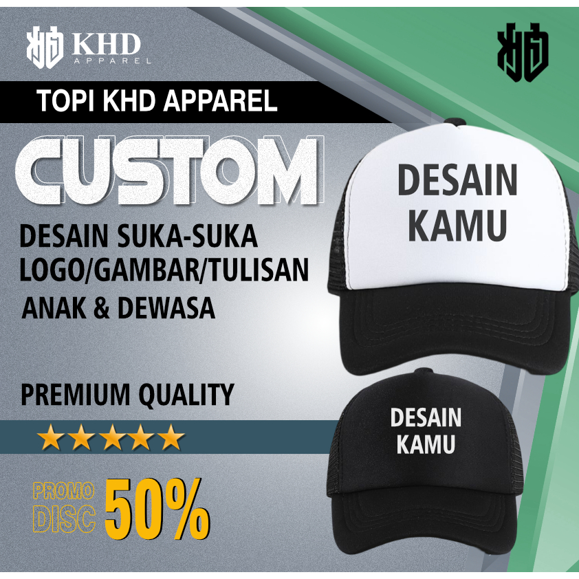 Jual KHD Apparel Topi Trucker Motif custom topi pria/wanita termurah ...