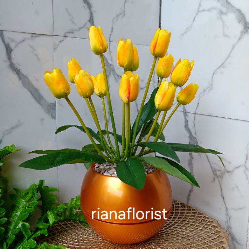 Jual BUNGA TULIP ARTIFICIAL VAS GOLD | Shopee Indonesia