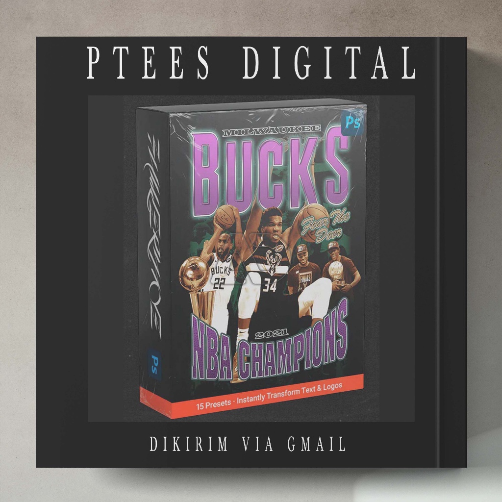 Jual PD0642 - FULLERMOE - MILWAUKEE BUCKS 2021 NBA CHAMPS TEXT STYLES ...