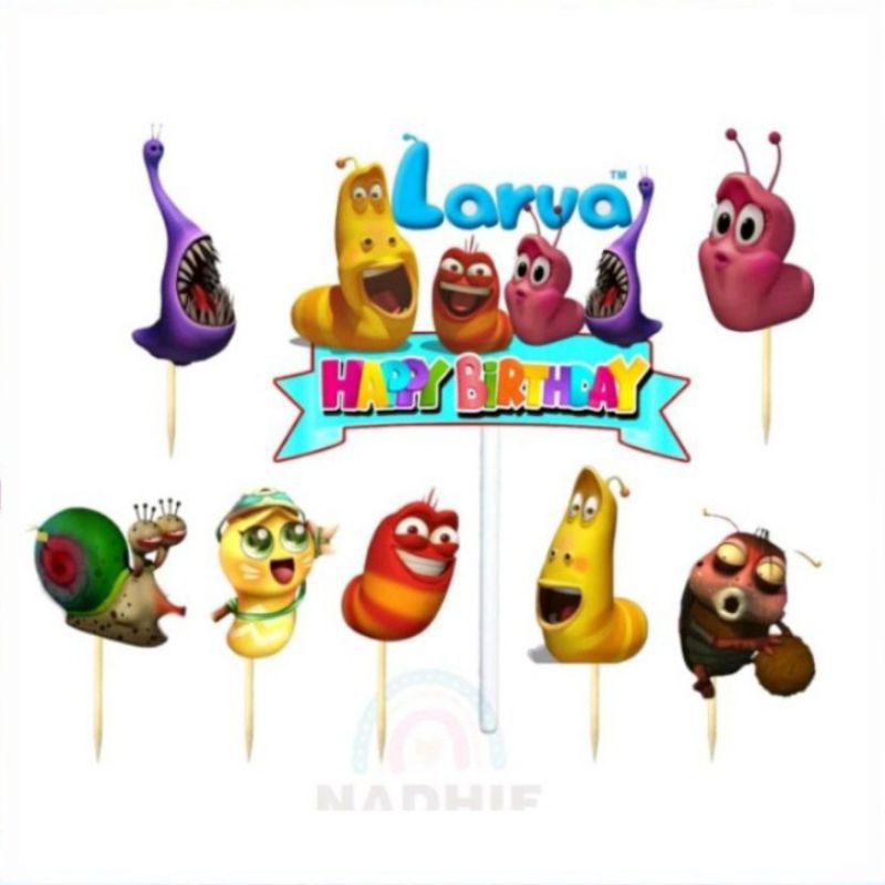 Jual Toper Karakter LARVA Decorasi Cake Happy Birthday Hiasan Kue Ulang ...