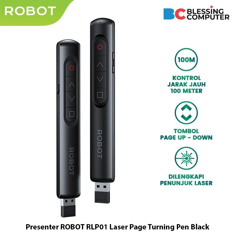 Jual Presenter ROBOT RLP01 Laser Page Turning Pen Black | Shopee Indonesia