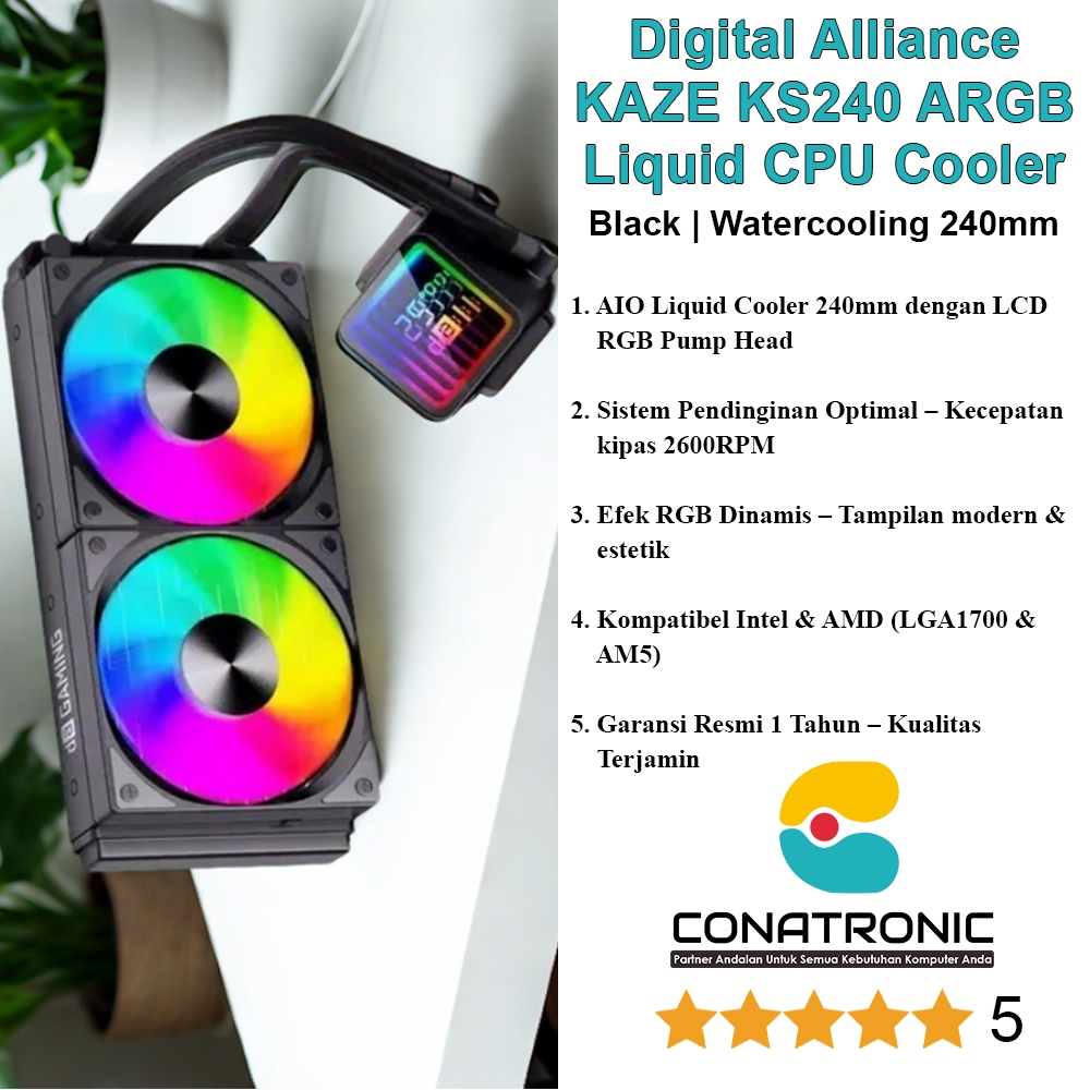 Jual Digital Alliance KAZE KS240 ARGB Liquid Cooler | Watercooling 240mm untuk CPU Intel & AMD ...