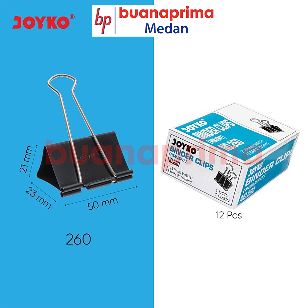 Jual BINDER CLIP JOYKO No 260 1 Box Isi 12 pcs 51 mm Penjepit Kertas ...