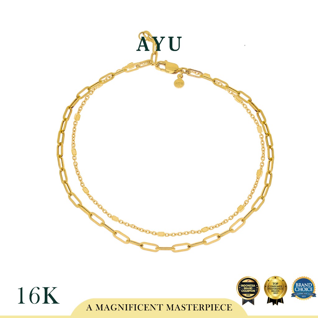 Jual AYU Gelang Emas - Double Layer Paper Clip And Bling Beads Bracelet ...