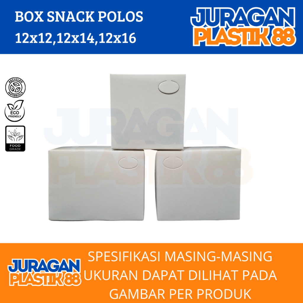 Jual Box Snack 12x16 Dus Kotak Kue Roti Polos Uk 12 x 16 | Shopee Indonesia