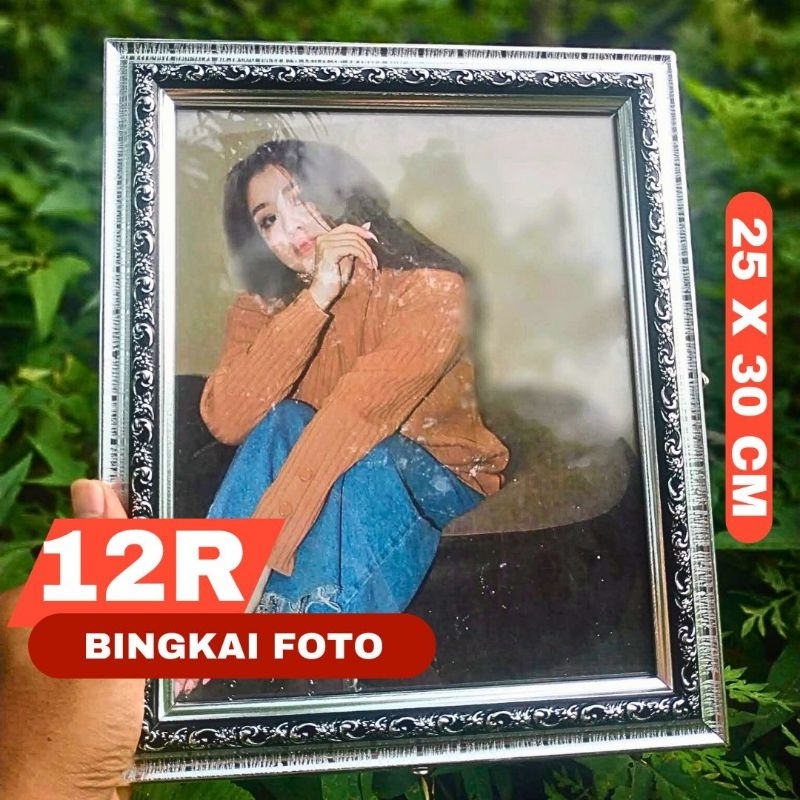 Jual BINGKAI 12R 25X30 / BINGKAI 12R UKIR SILVER HITAM / FRAME FIGURA ...