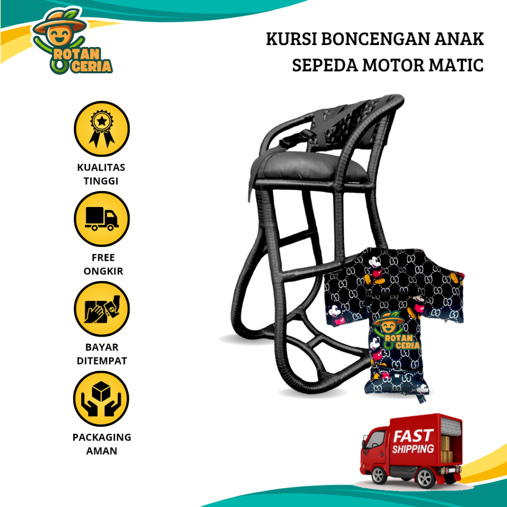 Jual Kursi Boncengan Motor MATIK untuk Anak Full Anyaman Jok Kulit ...