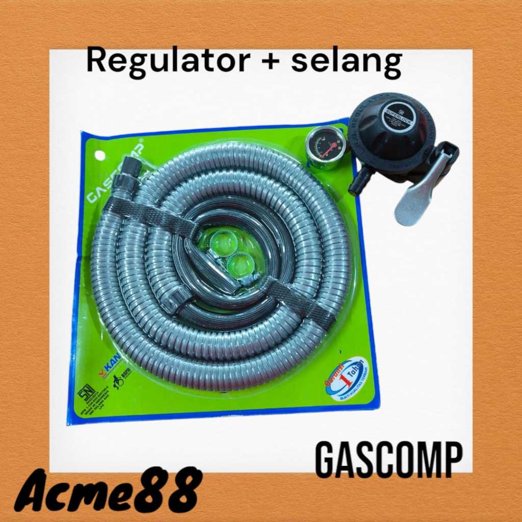 Jual GASCOMP Regulator Superlock One Click + Selang Flexible | Shopee Indonesia