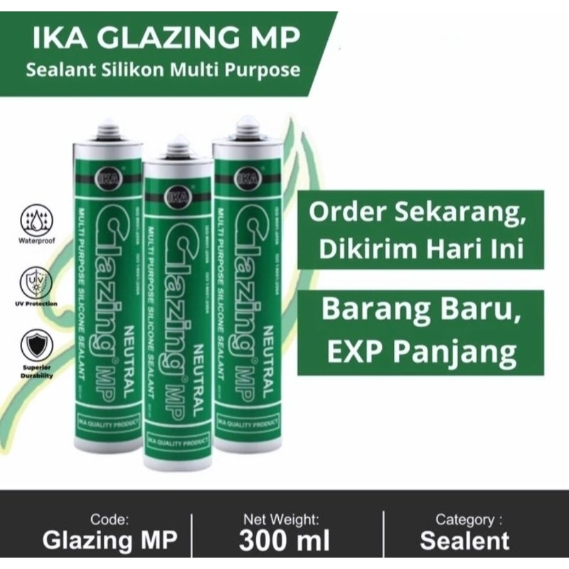 Jual Silicone Sealant Lem Kaca Silikon Silen IKA Glazing MP Hijau 300ml ...