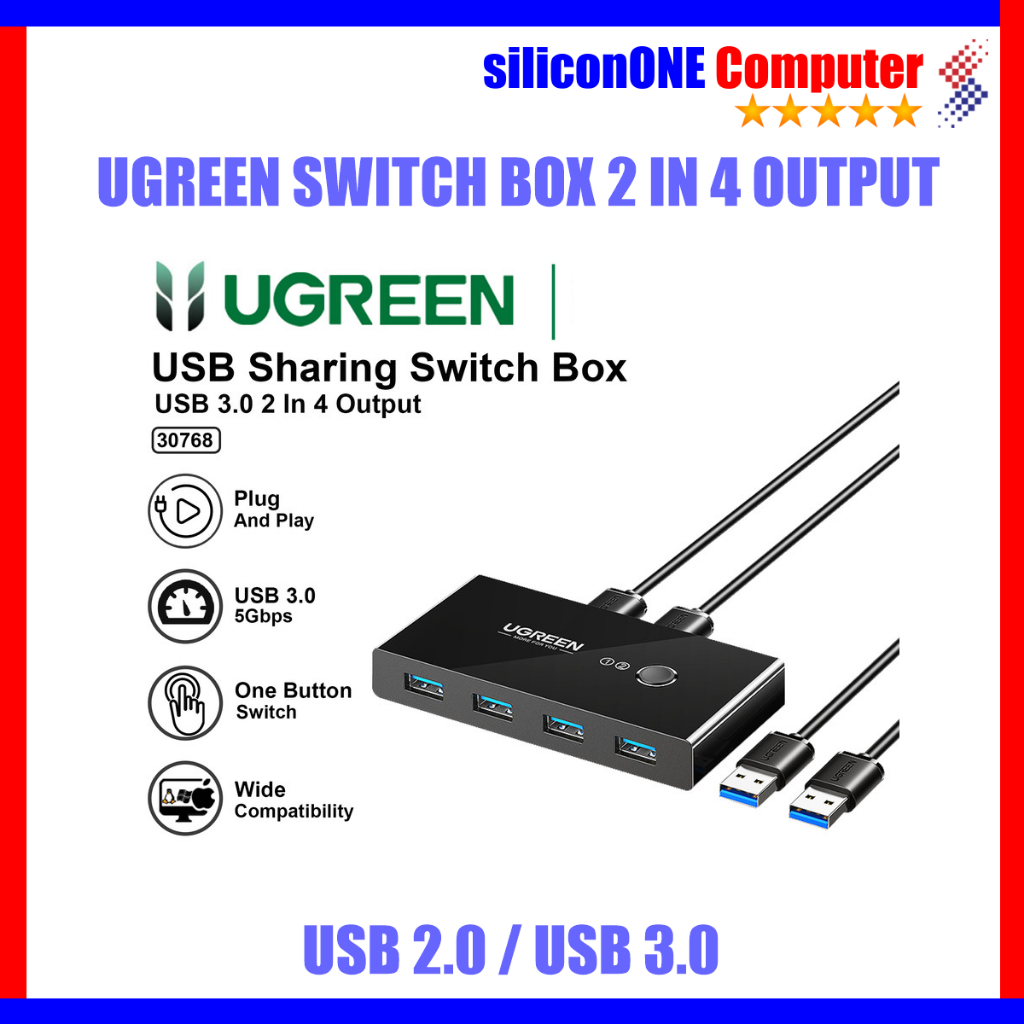Jual UGREEN Sharing Switch Box UGREEN 2In 4Out USB 2.0 USB 3.0 For PC ...