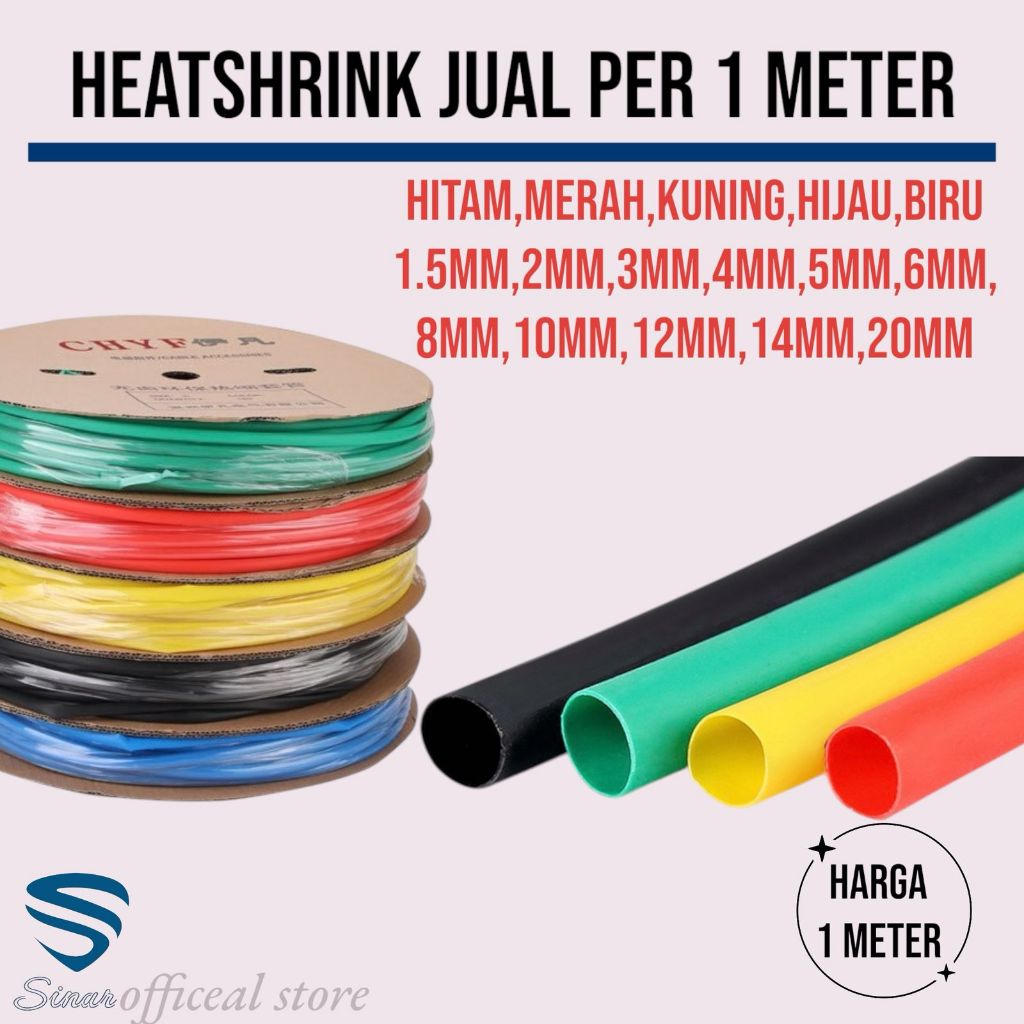 Jual HeatShrink Jual Per Meter/Kabel bakar heat shrink tube 1.5mm 2mm 3mm 4mm 5mm 6mm 8mm 10mm ...