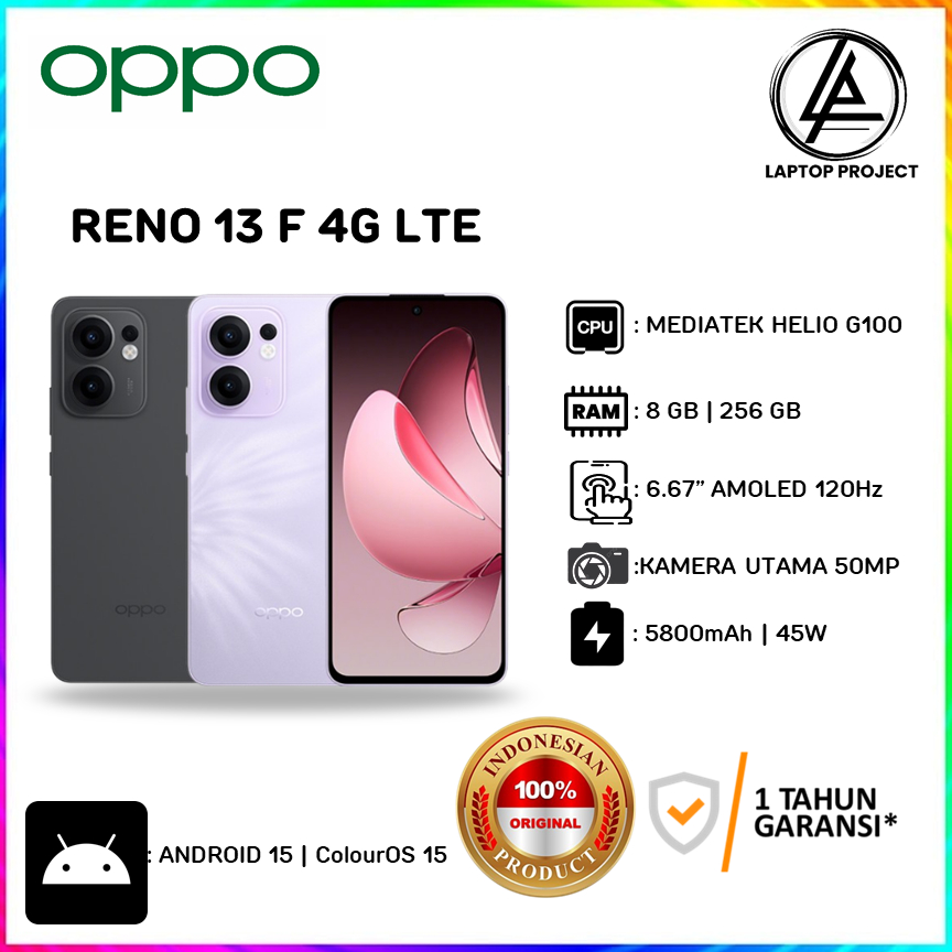 Jual OPPO Reno13 F 4G 8GB 256GB Mediatek Helio G100 Garansi Resmi Oppo ...