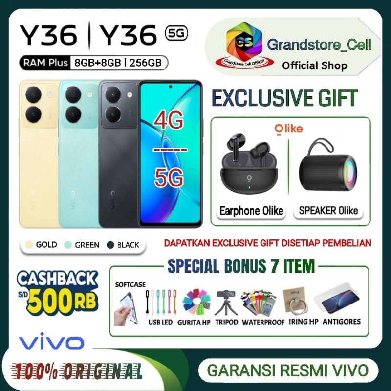 Jual VIVO Y36 5G | VIVO Y 36 4G 8/256 GB ( RAM 8GB+8GB Extended ) GARANSI RESMI VIVO INDONESIA ...