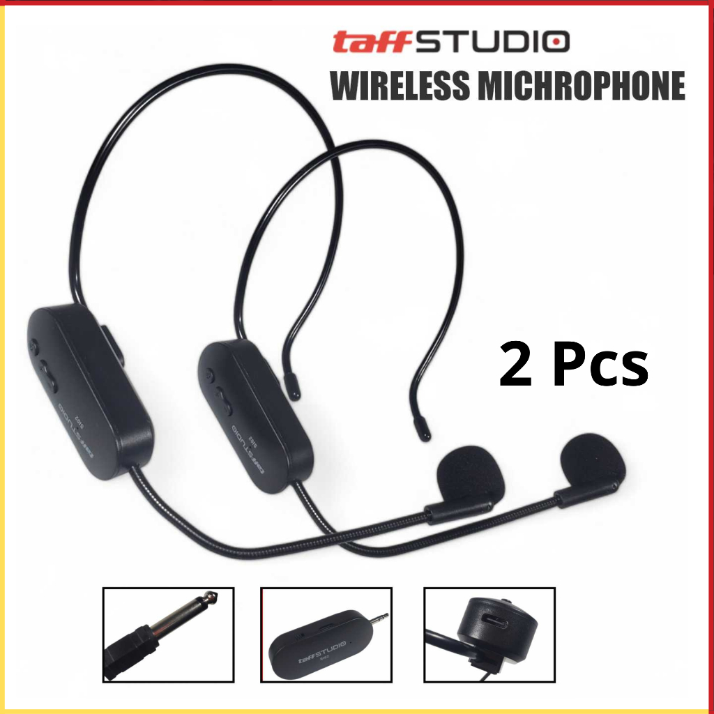 Jual PROMO 2 PCS Mikrofon Bluetooth TaffSTUDIO Wireless Microphone 2.4G Headset with Receiver ...
