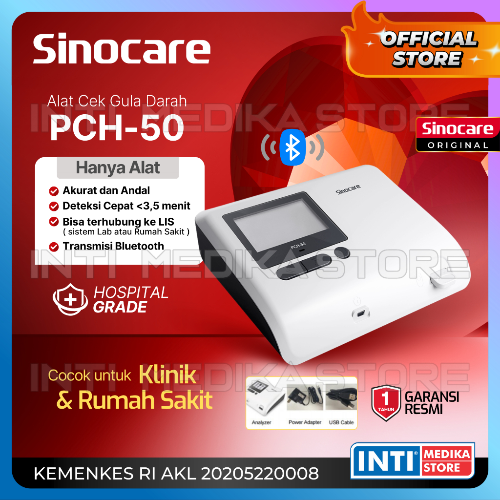 Jual SINOCARE - Portable HbA1c Hemoglobin Analyzer PCH-50 Connect ...