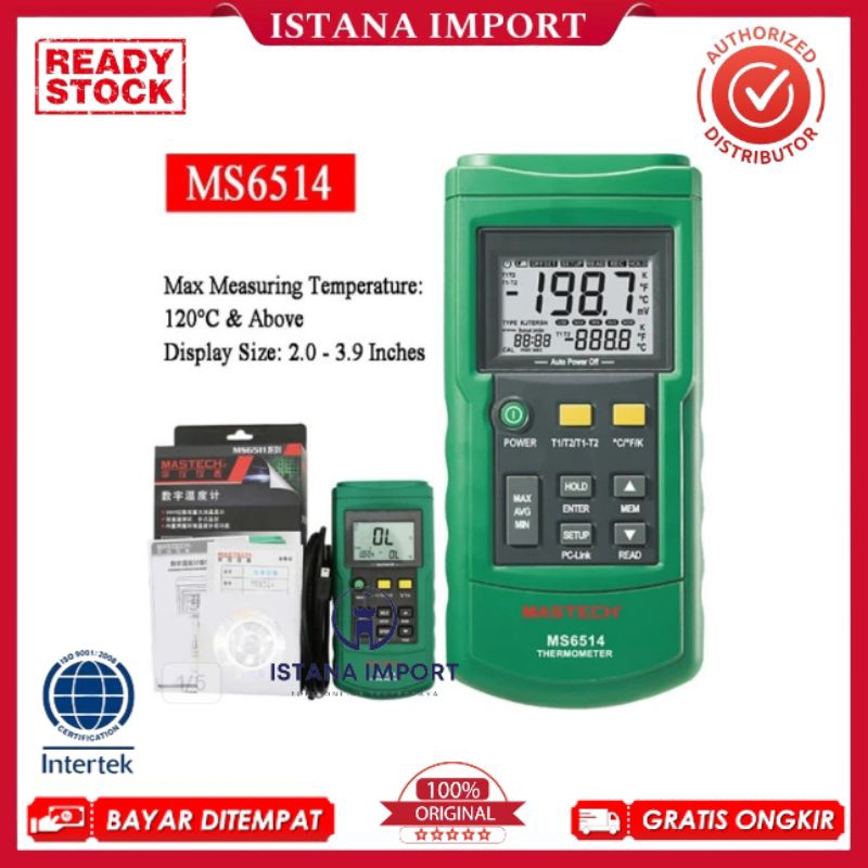Jual Mastech MS6514 Thermocouple Data Logger Thermometer Termokopel Termome | Shopee Indonesia