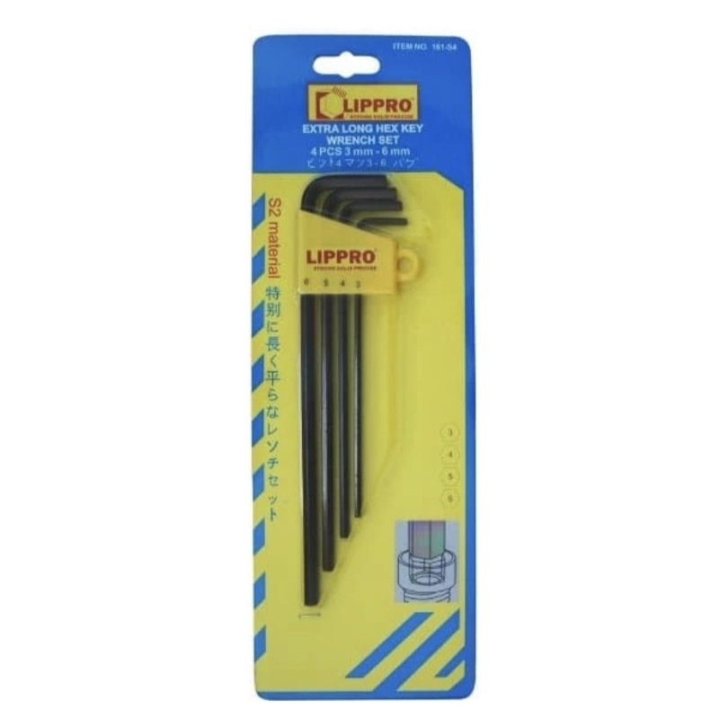 Jual LIPPRO KUNCI L SET PANJANG 4 PCS EXTRA LONG FLAT 3,4,5,6 MM ...