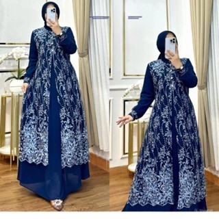 Jual Gamis Brokat Terbaru 2025 Mewah Kekinian Rahma Dress BO Bahan Ceruty Babydoll Full Puring ...