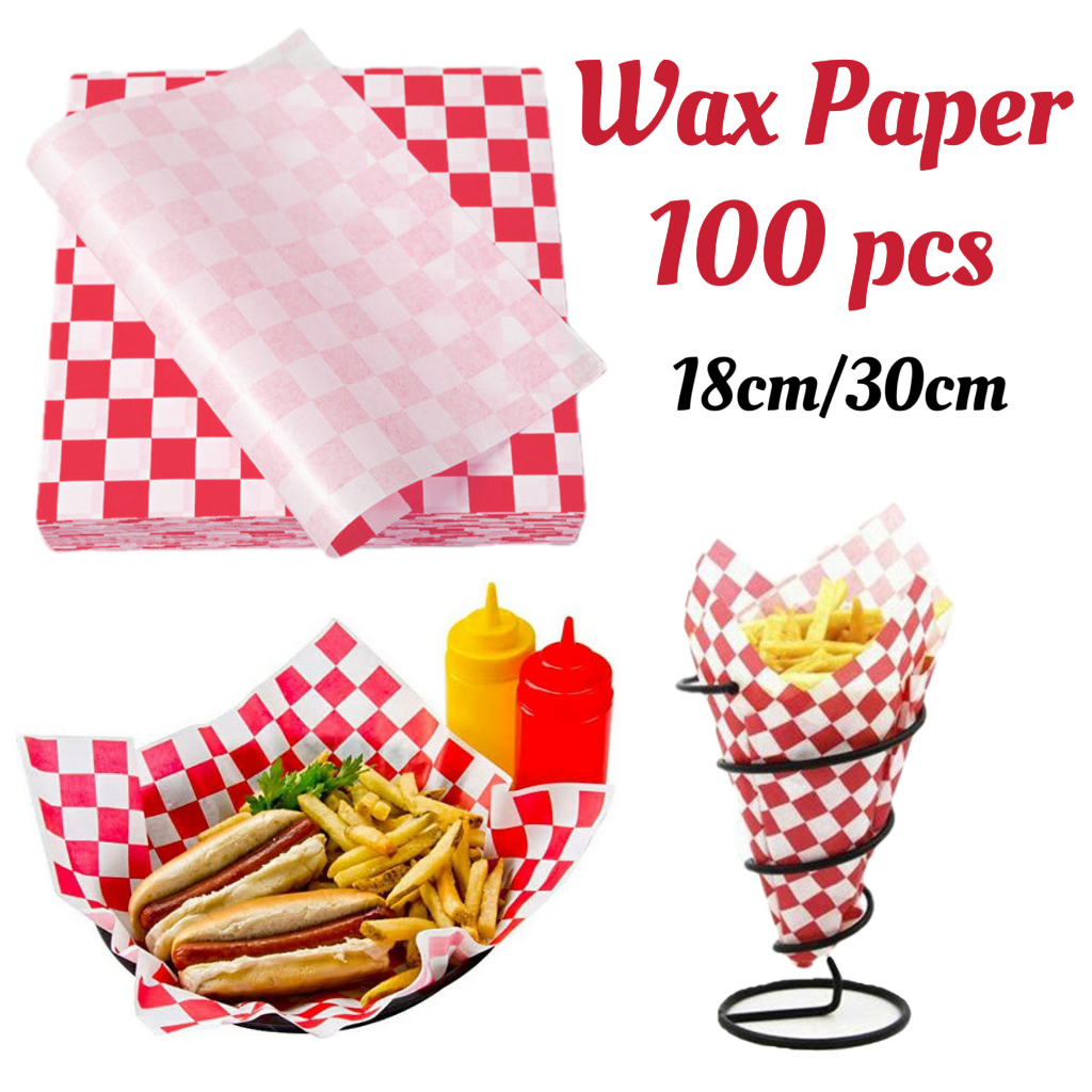Jual 100 Lembar Kertas Wax Kertas Sandwich Motif Kertas Bungkus Burger ...