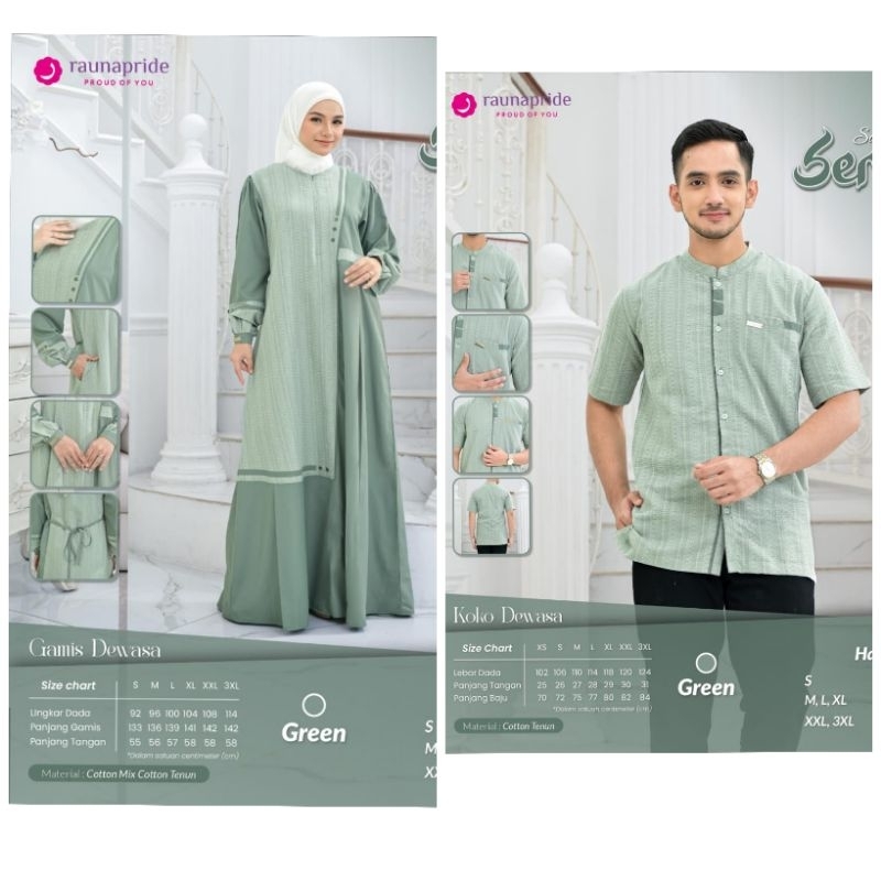 Jual Couple Rauna Seruni Green || Sarimbit keluarga || couple Kondangan ...
