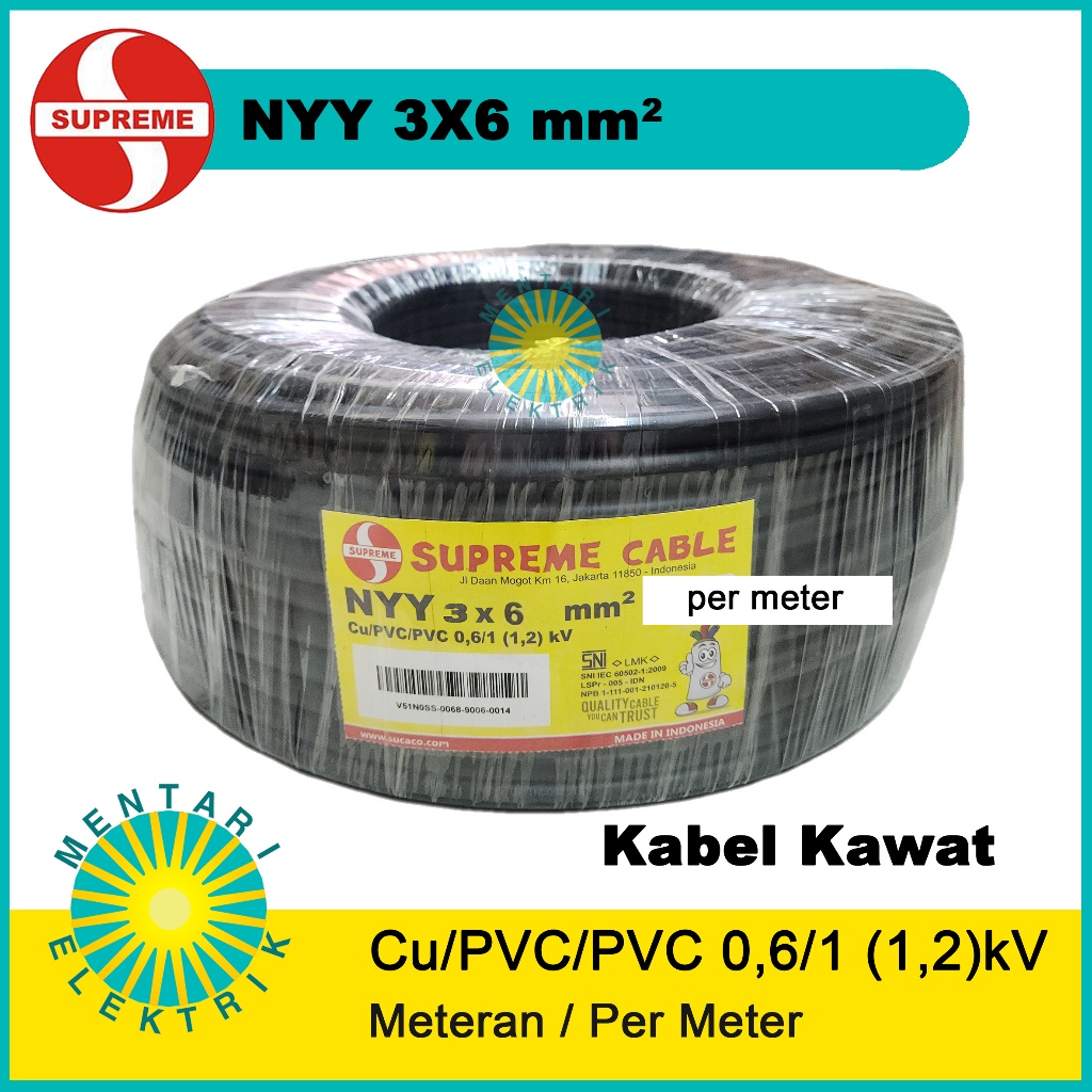Jual Kabel Tufur Supreme NYY 3x6 Harga Per Meter Hitam | Shopee Indonesia
