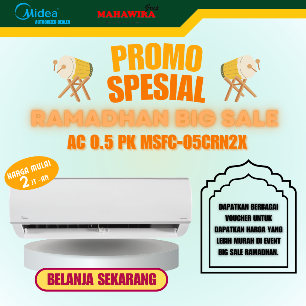 Jual AC MIDEA 0.5 PK 1/2 PK 0.5PK - MSFC-05CRN2X LOW WATT R32 (INDOOR ...