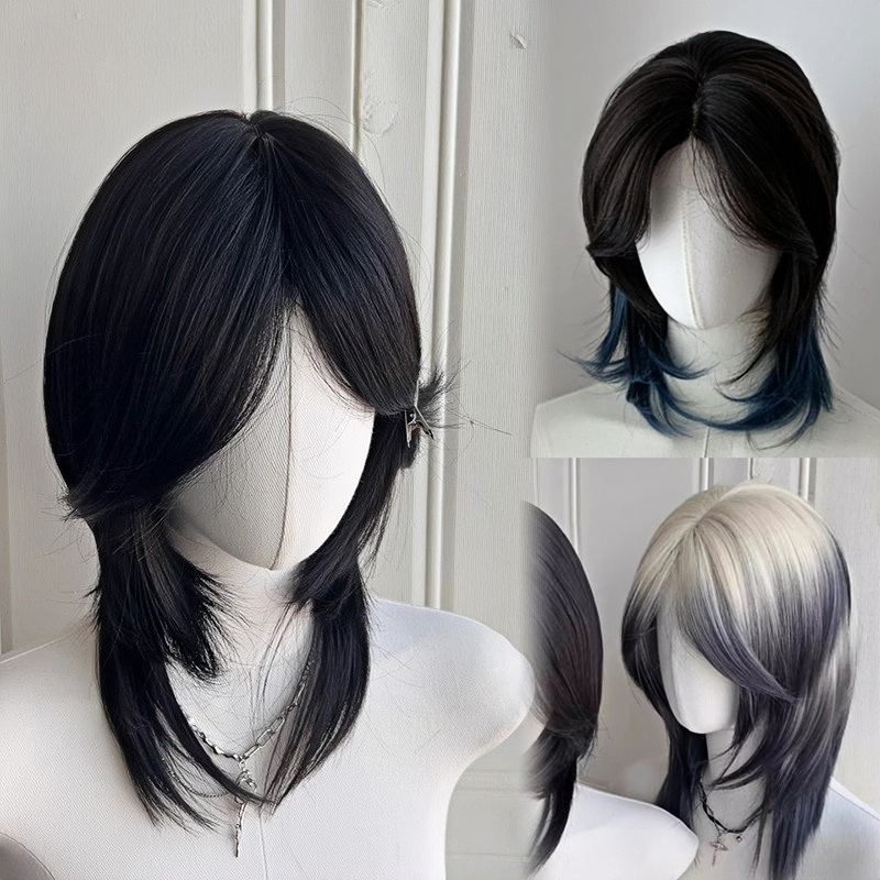 Jual Wig Wolfcut Wig Rambut Pria Rambut Palsu Wanita 2 Warna Wig Pria ...