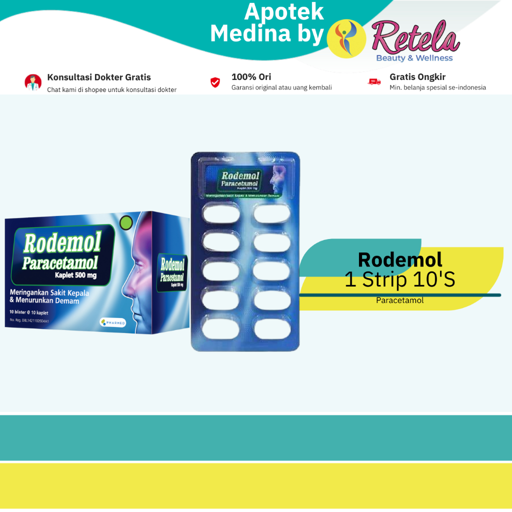 Jual RODEMOL PARACETAMOL 500MG 1 STRIP 10 TABLET | Shopee Indonesia