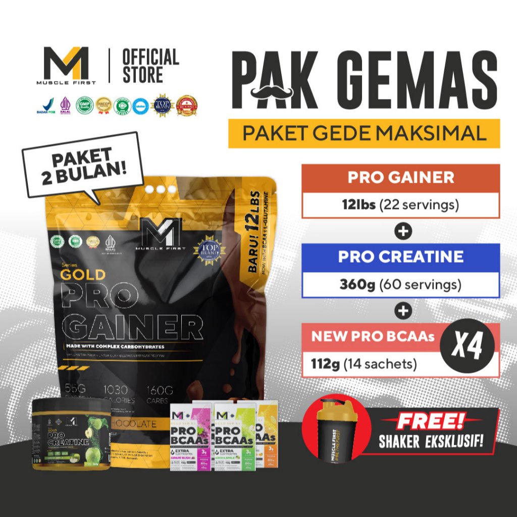 Jual [BUNDLE PAK GEMAS] MUSCLE FIRST Pro Gainer 12lbs + Pro Creatine ...