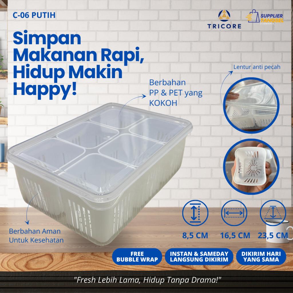 Jual Kontainer Box buah dengan sekat kotak penyimpanan buah sayur bumbu ...