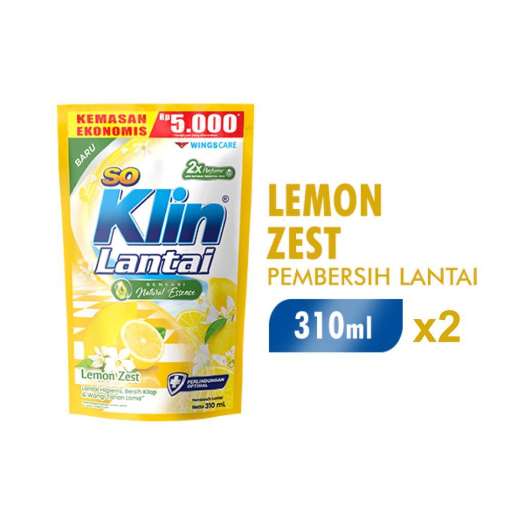 Jual Soklin Pembersih Lantai Kuning Lemon Zest Pouch 310 ml x2 | Shopee ...