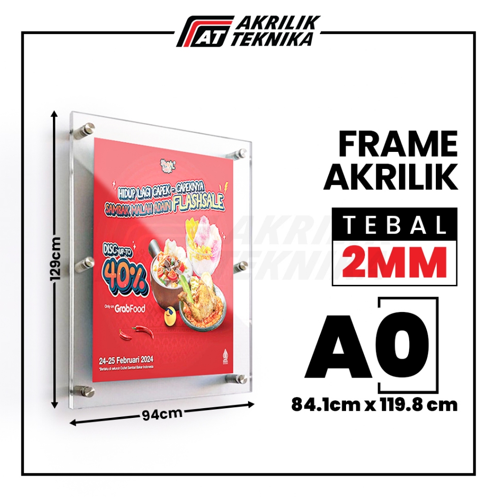 Jual Frame Akrilik A0 / Bingkai Poster Dinding / Display Menu Acrylic ...