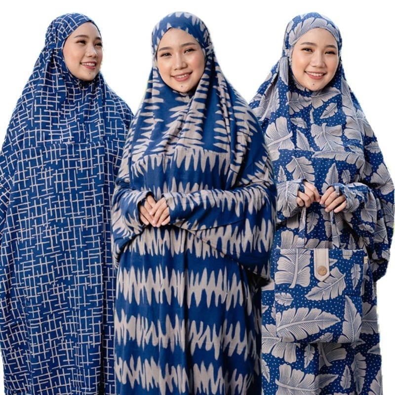 Jual Nurhd Mukena Terusan Hadramaut Blue Milo 2 | Shopee Indonesia