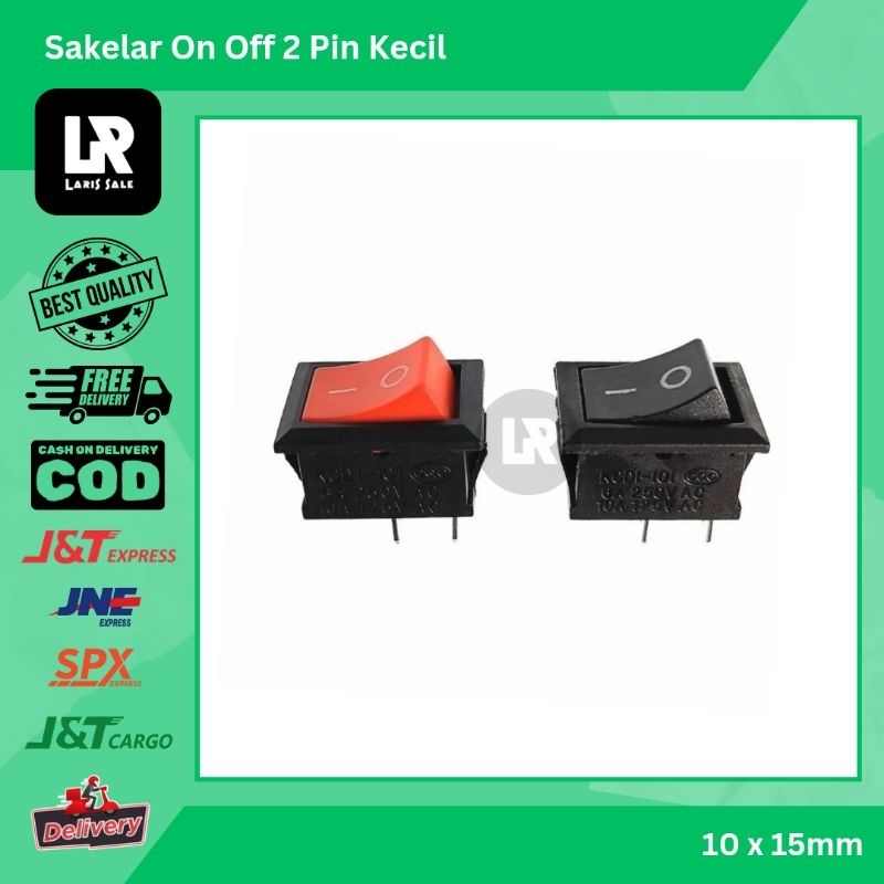 Jual Saklar Sakelar Switch On Off 2 Pin Kecil 10x15mm 2P Hitam Merah ...