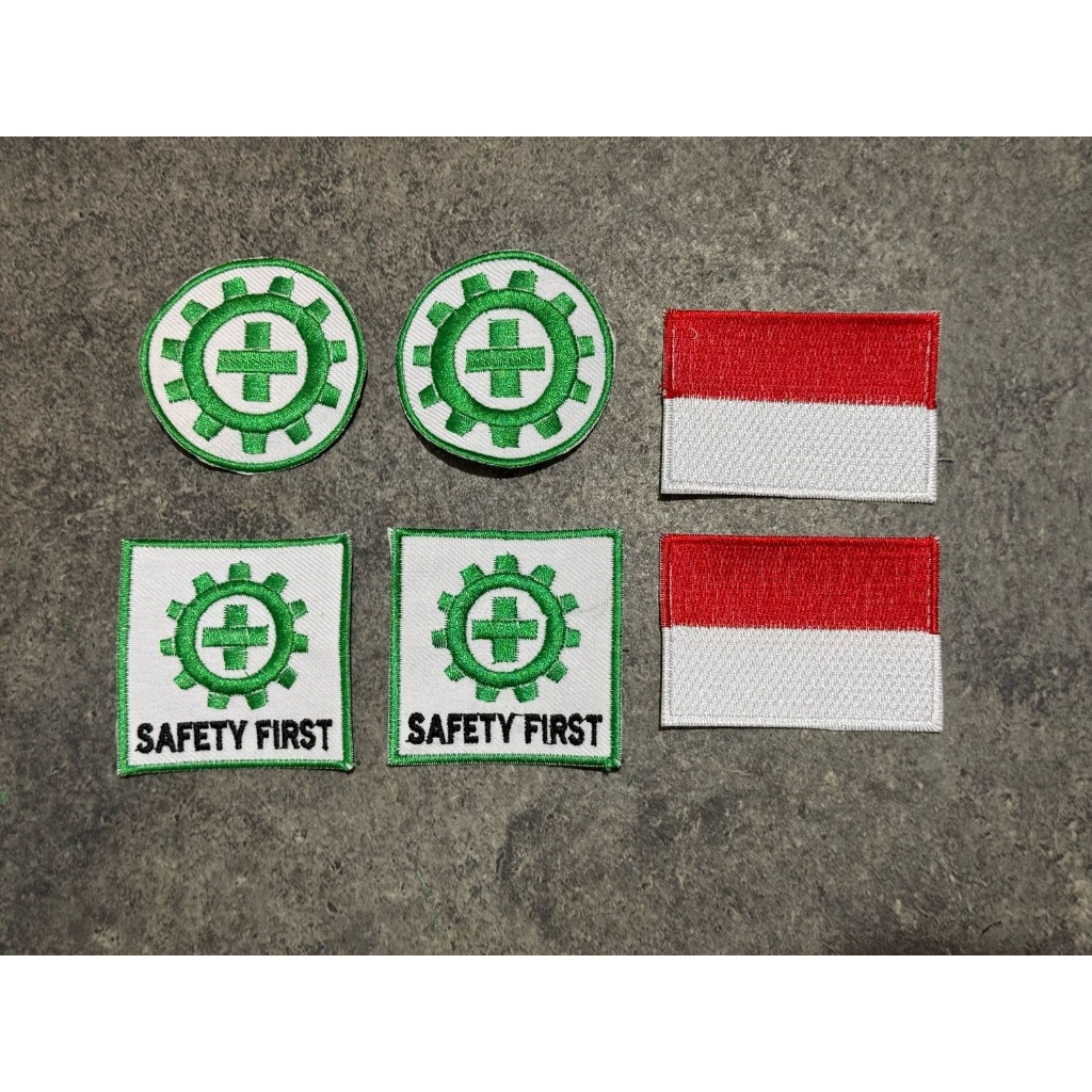 Jual Badge K3 Safety First 6x6 cm, Merah Putih 7x5 cm (bordir) | Shopee ...
