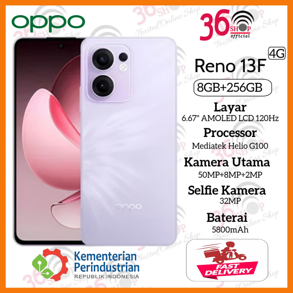 Jual Oppo Reno 13F 4G 8GB+256GB Battery 5800mAh Garansi Resmi 1 Tahun ...