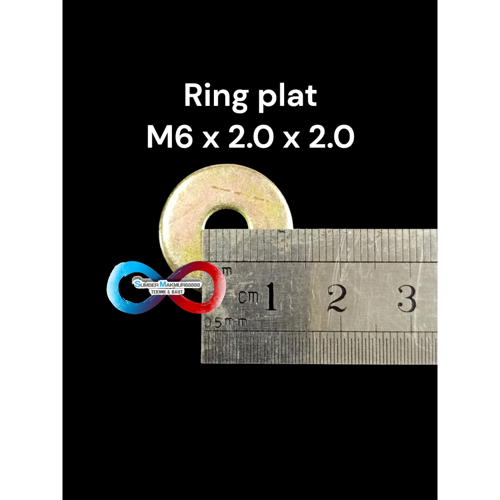 Jual Ring plat M6 Kuning lebar + tebal ( M6 x 2.0 x 2.0 ) | Shopee ...