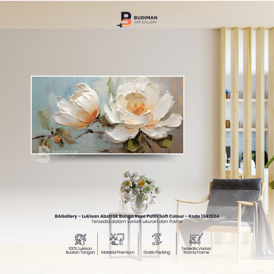 Jual BAGallery - Lukisan Abstrak Hiasan Dinding Estetik Bunga Rose ...