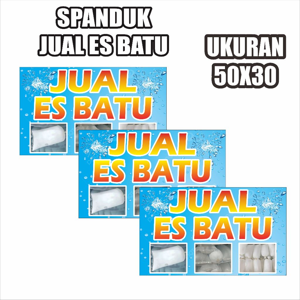 Jual SPANDUK PLANG JUAL ES BATU UKURAN 50X30 | Shopee Indonesia