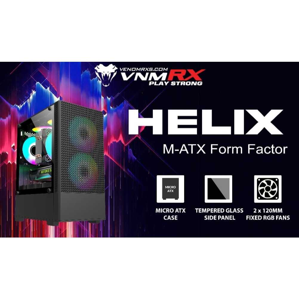 Jual VenomRX Casing PC Helix M-ATX With 2x120mm Fixed RGB Fan | Shopee Indonesia