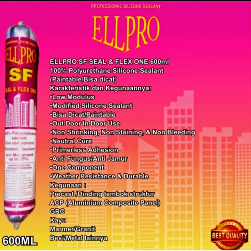 Jual Lem Silikon Sosis ELLPRO SF SEAL N FLEX ONE PLUS POLYURETHANE ...