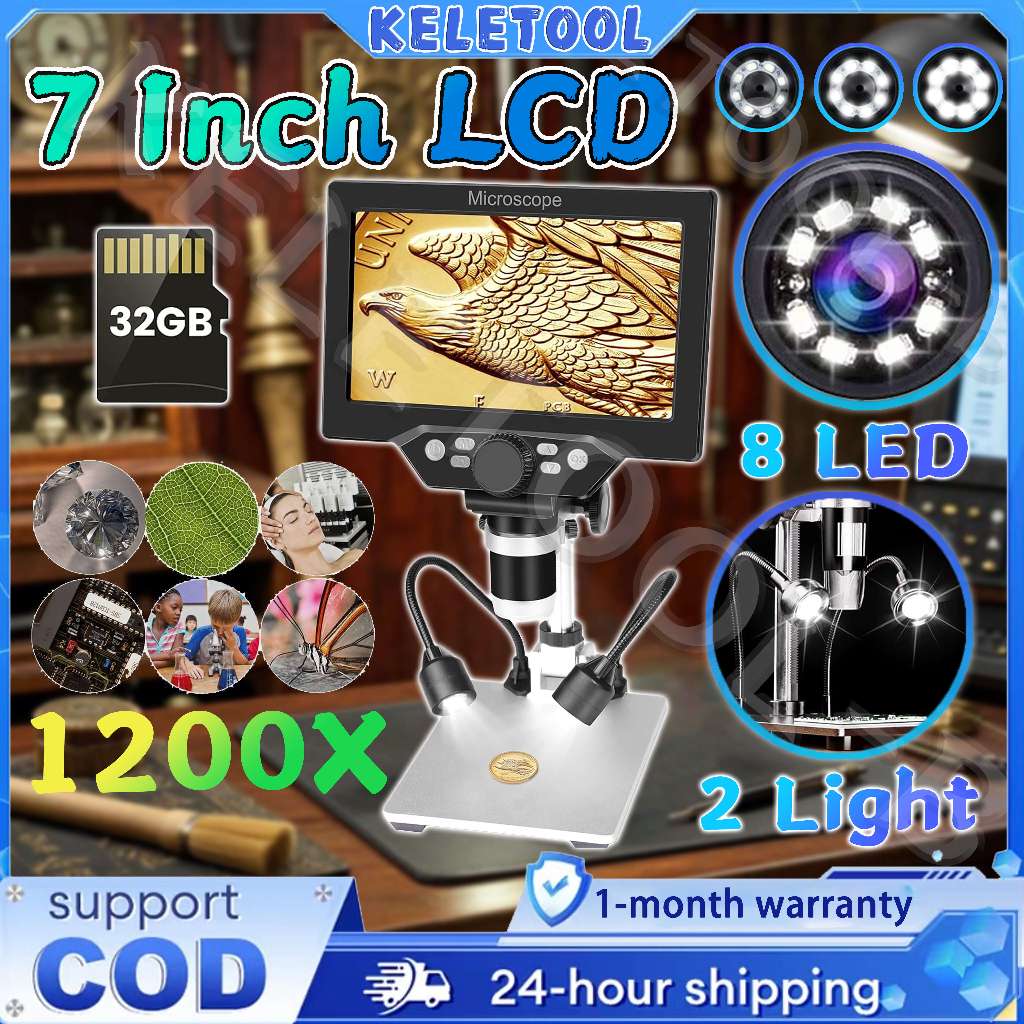 Jual Mikroskop Digital Elektronik 1200X Zoom Layar Besar 7 Inci ...