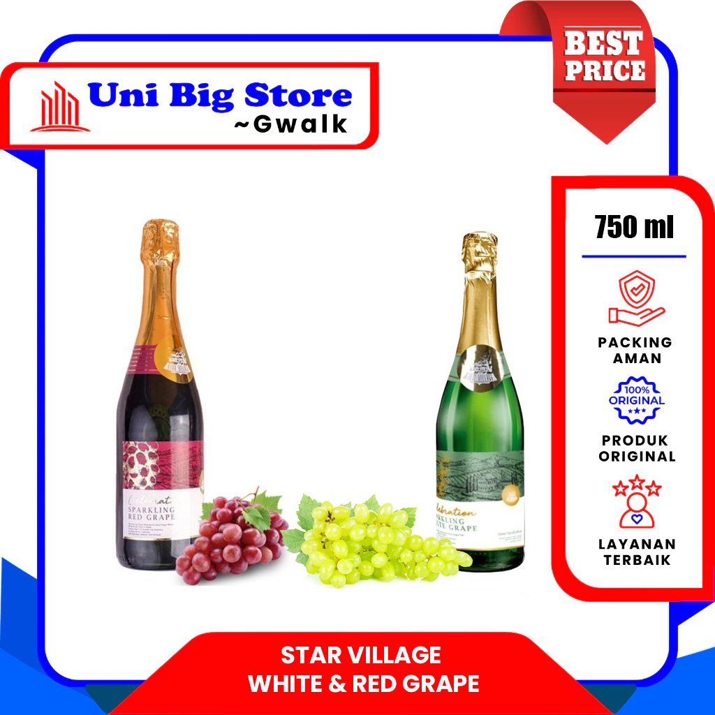 Jual STAR VILLAGE CELEBRATION SPARKLING WHITE GRAPE & RED GRAPE - 750 ml | Shopee Indonesia