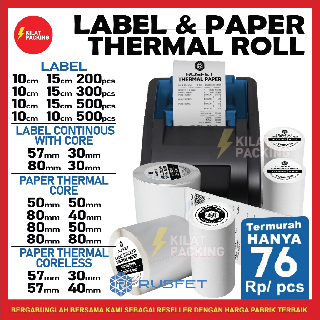 Jual Label Thermal Resi Barcode Stiker Paper Thermal Label Resi Struk ...