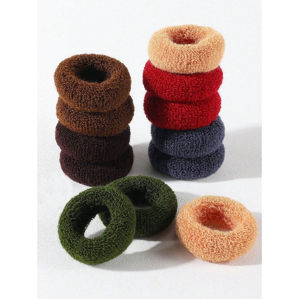 Jual Ikat rambut wanita model donat multi warna bahan nilon isi 12 pcs ...