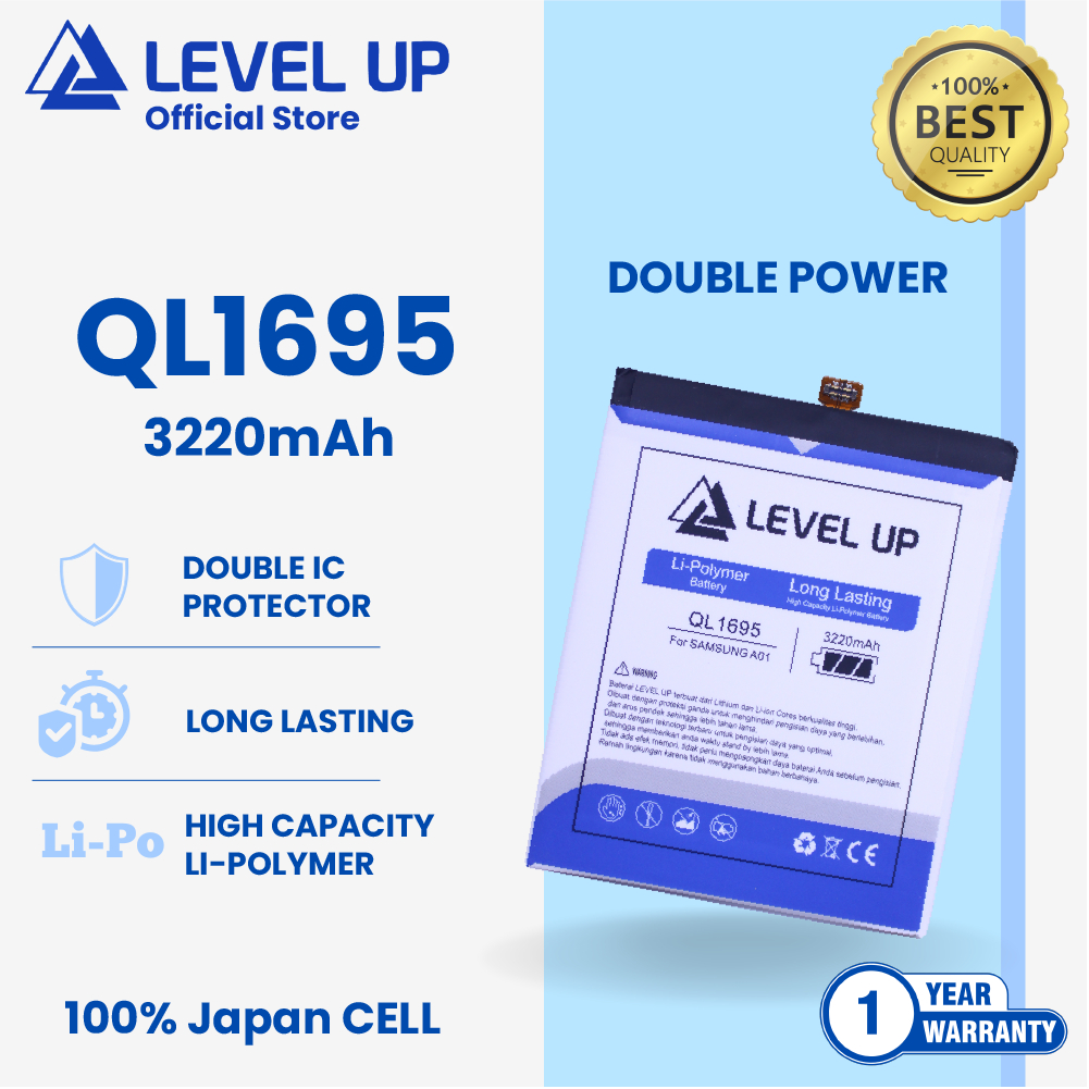 Jual LEVEL UP Baterai Samsung Galaxy A01 A015 QL1695 Double Power | Shopee Indonesia