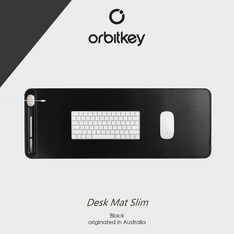 Jual Orbitkey Desk Mat SLIM Premium Leather Hitam / Stone Original 800 ...