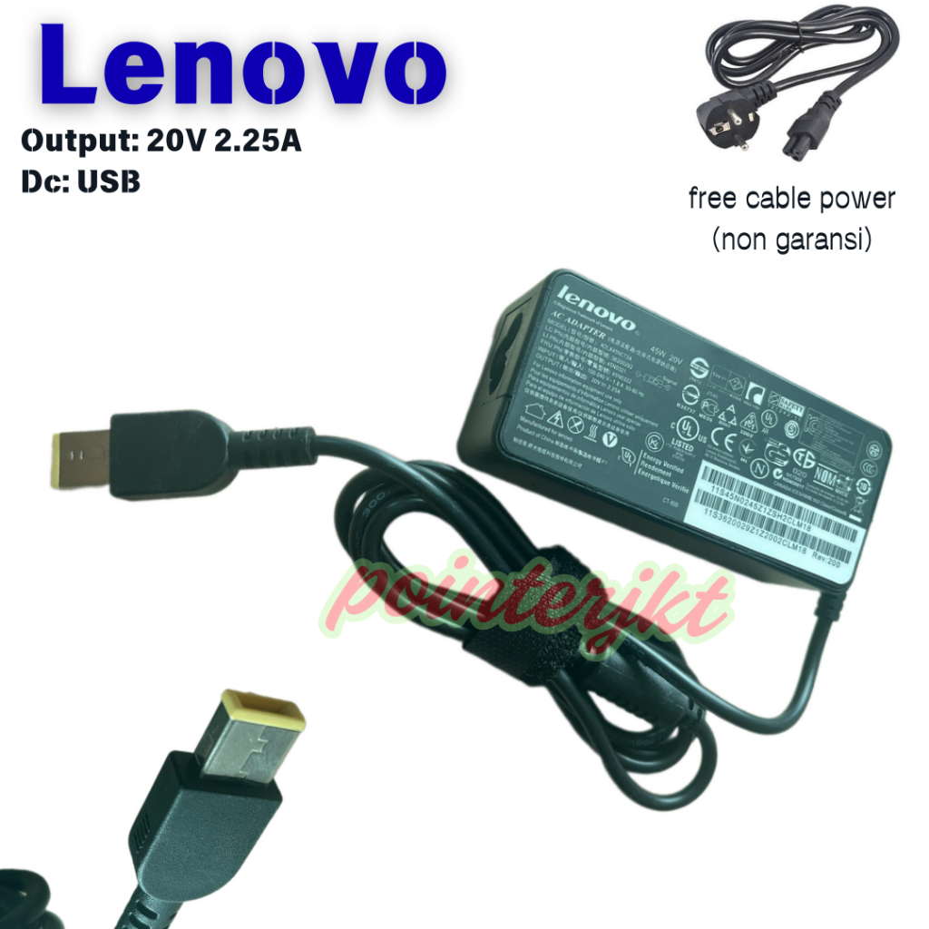 Jual ADAPTOR CHARGER CASAN LAPTOP 20V 2.25A DC USB ( Square Mouth ...